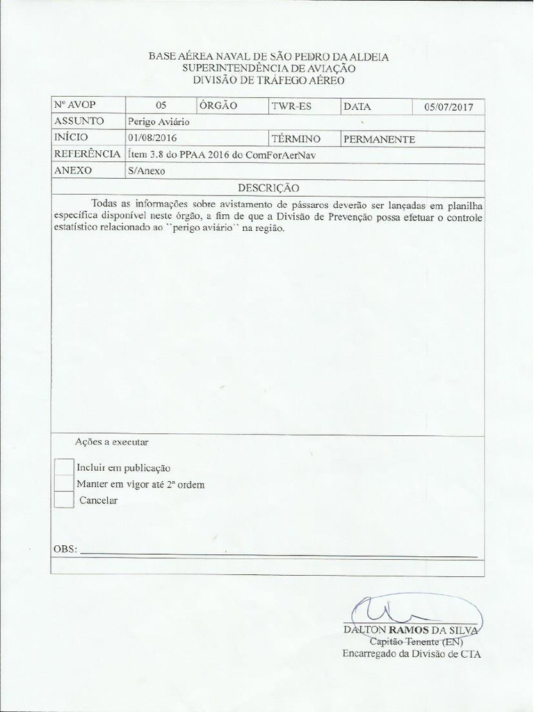 AVOP 05 - Perigo Aviário | PDF