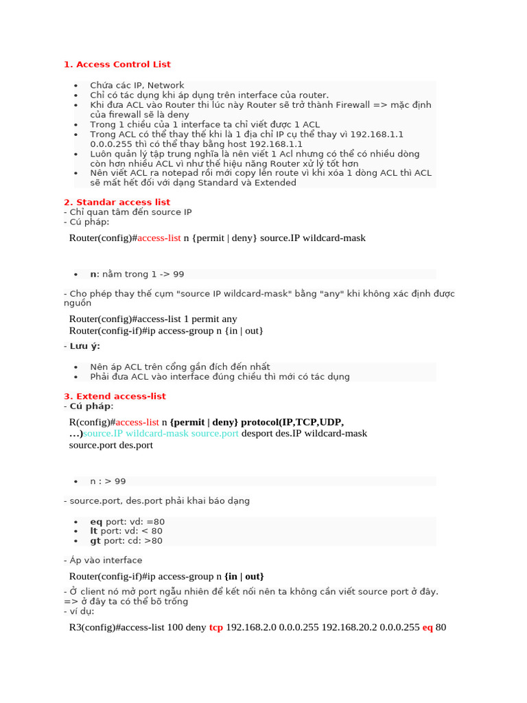 Access Control List | PDF