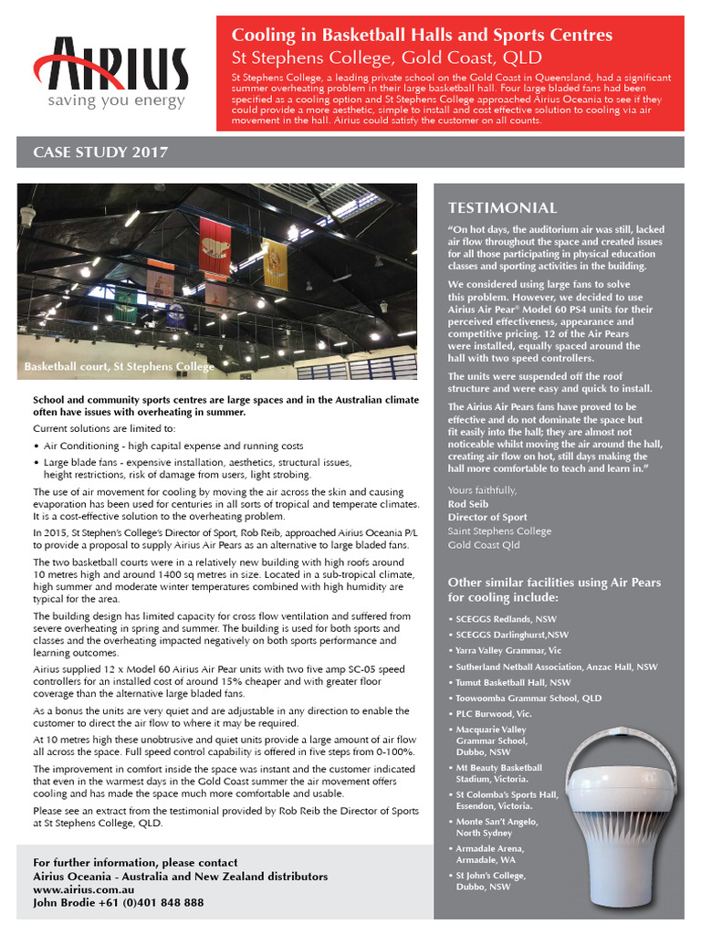 Airius Case Study Cooling-St Stephens College v2 | PDF | Engineering ...