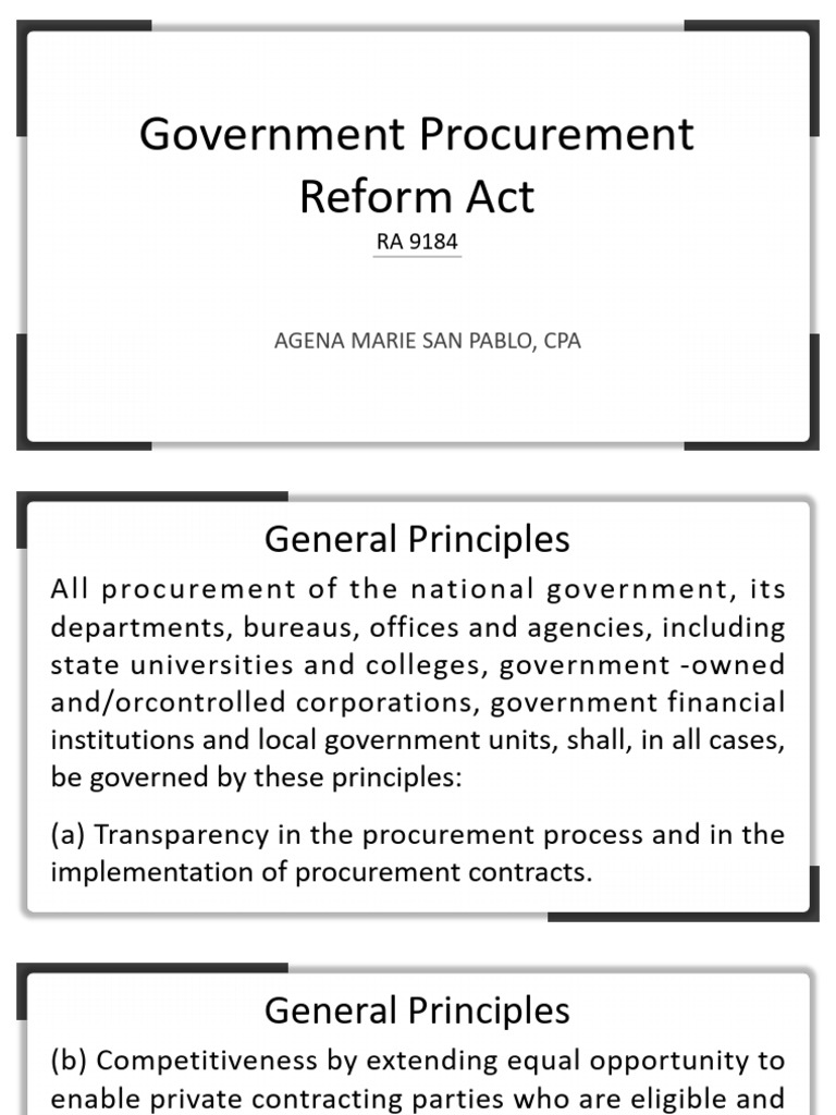 Government Procurement Reform Act Overview | PDF | Joint Venture | Taxes