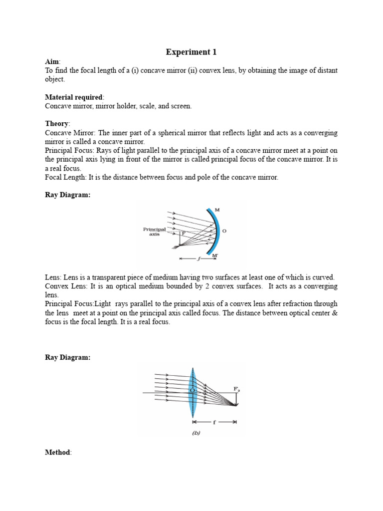 Focal Length and Light Refraction Experiments | PDF | Mirror | Optics