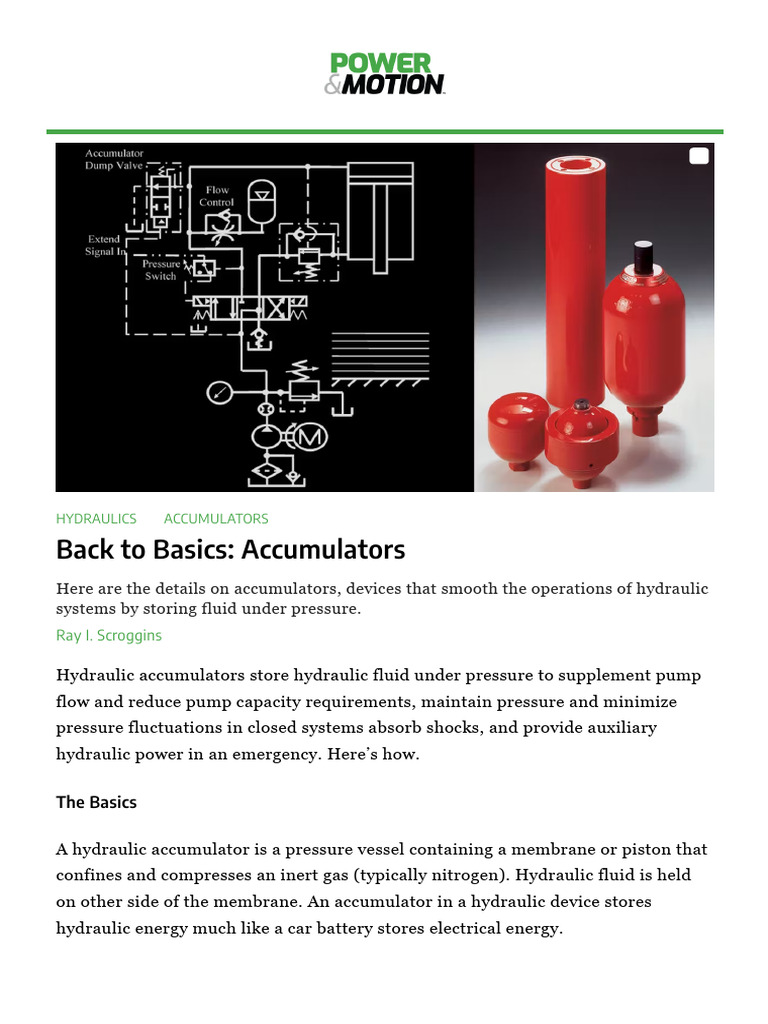 Back To Basics - Accumulators - Power & Motion | PDF | Pump | Mechanical Engineering
