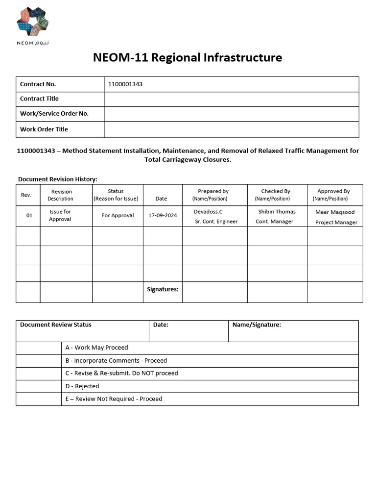 Traffic Management Method Statement for Highway#55 | PDF | Traffic ...