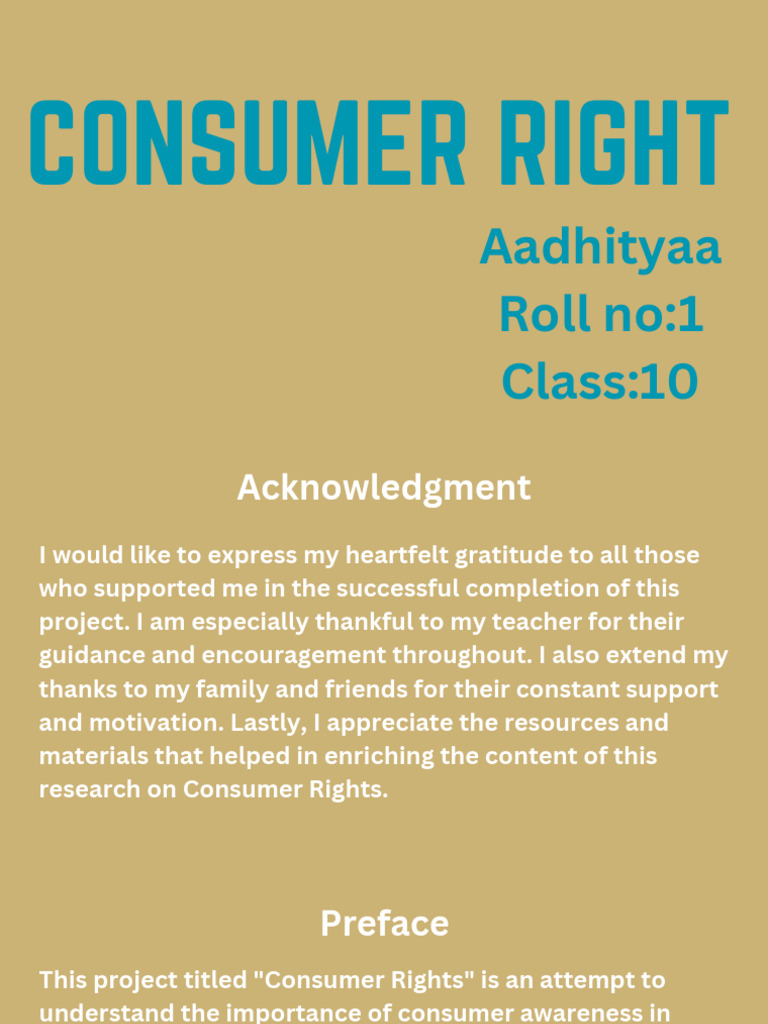 Consumer Rights Awareness Project | PDF | False Advertising | Infant ...