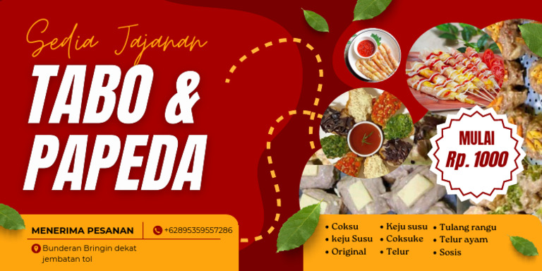 Merah Dan Kuning Organik Ilustratif Banner Aneka Snack Camilan (120 X ...