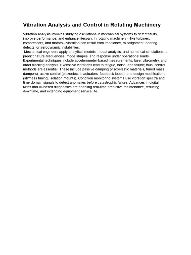 Vibration Analysis in Rotating Machinery | PDF
