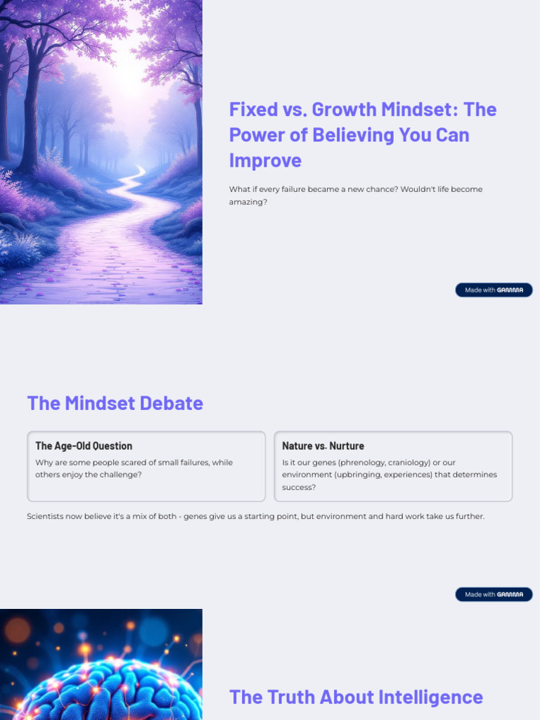 Fixed Vs Growth Mindset The Power of Believing You Can Improve | PDF ...