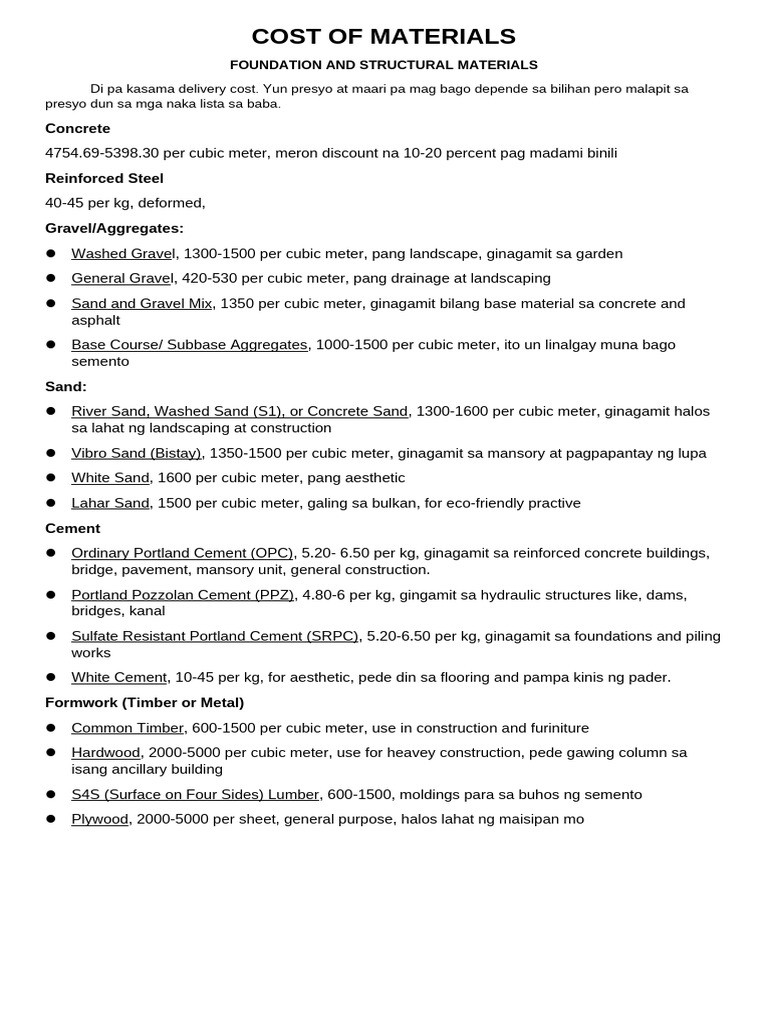 Material Cost Breakdown for Construction | PDF | Electrical Wiring | Valve