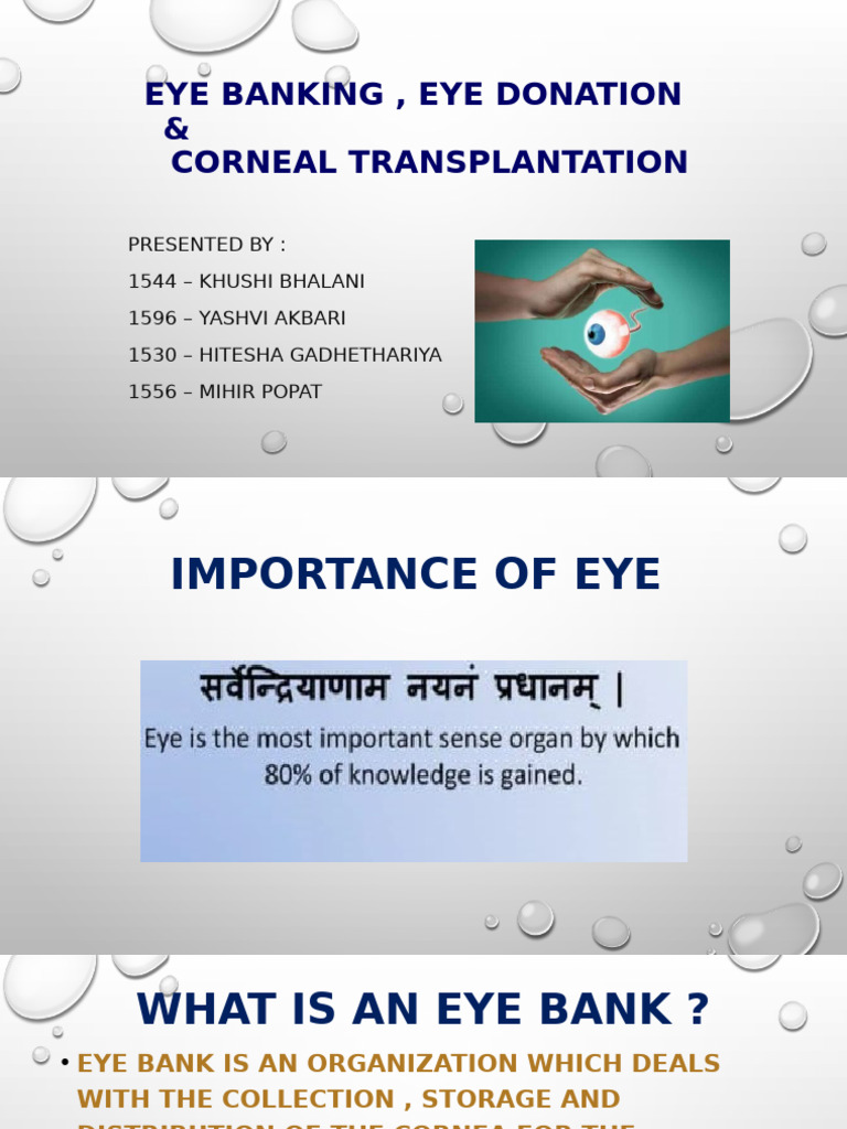 Eye Banking, Eye Donation & Corneal Transplantation | PDF | Cornea ...