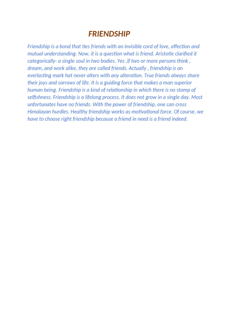 The Essence of True Friendship | PDF