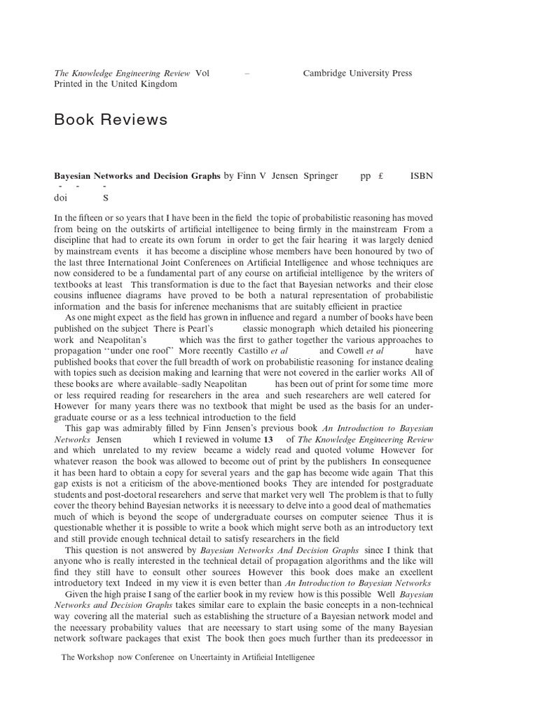 Book Reviews: Bayesian Networks and Decision Graphs | PDF ...