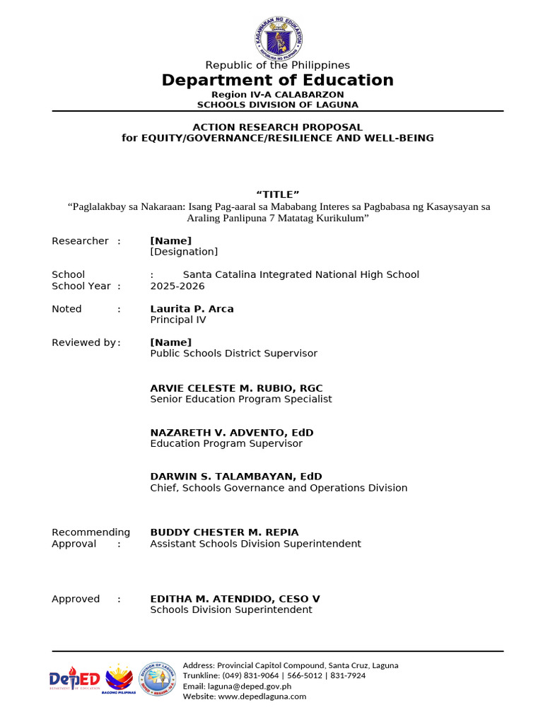 Action Research Proposal Template (1) - Sir Mario | PDF | Paragraph ...