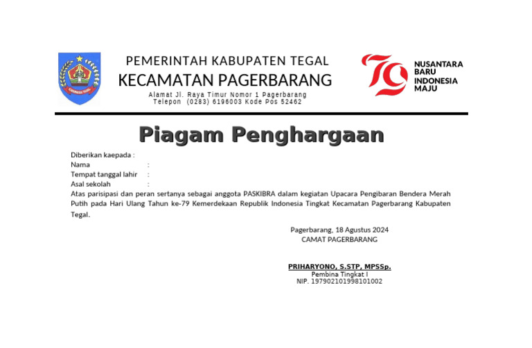 Piagam Paskibra | PDF