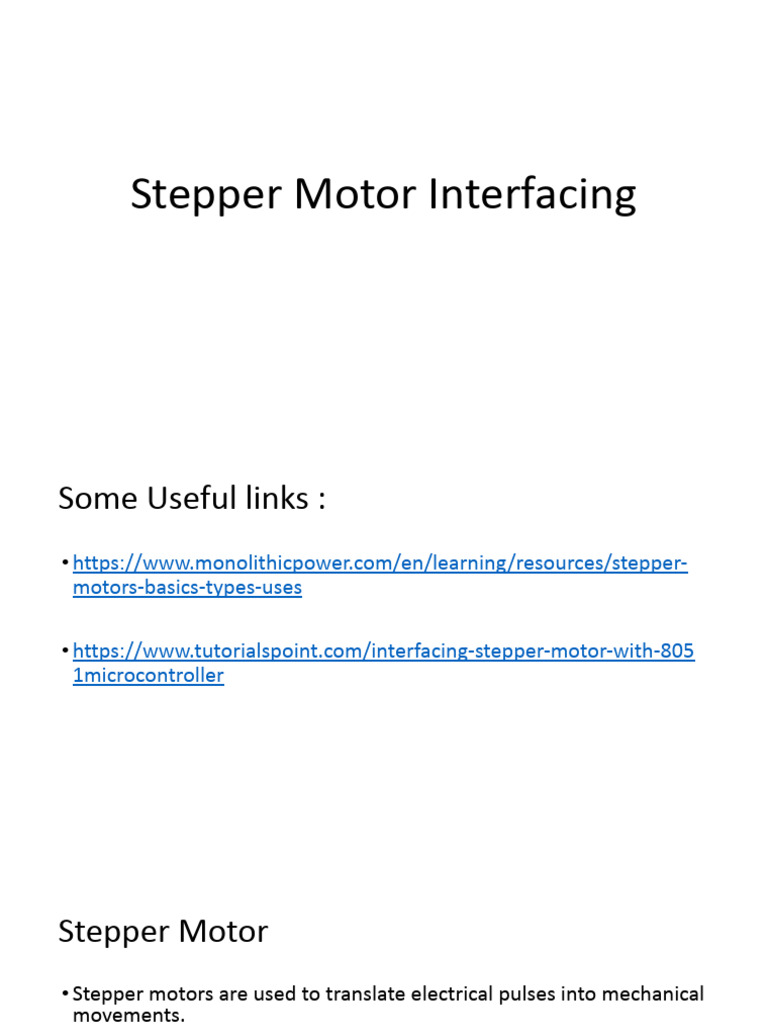 Stepper Motor Interfacing | PDF | Electric Motor | Electrical Equipment