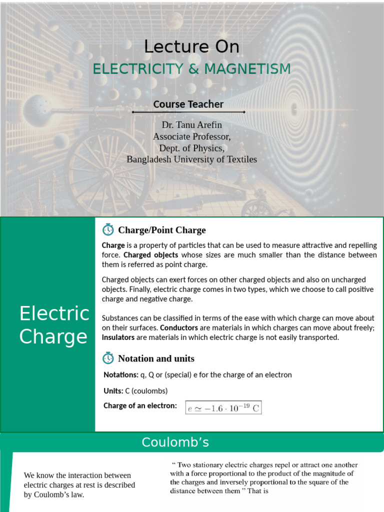 Electricity and Magnetism Overview | PDF | Electric Field | Electric Charge