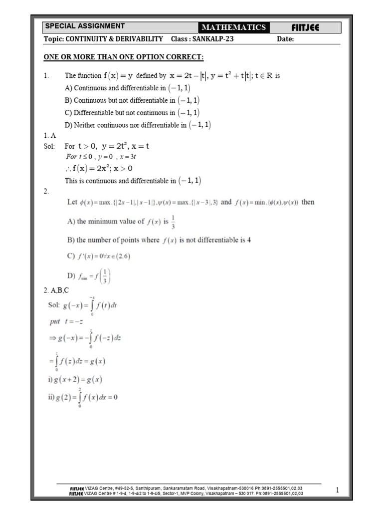 Emailing Solutions - Continuity & Derivability - Special Assignment ...