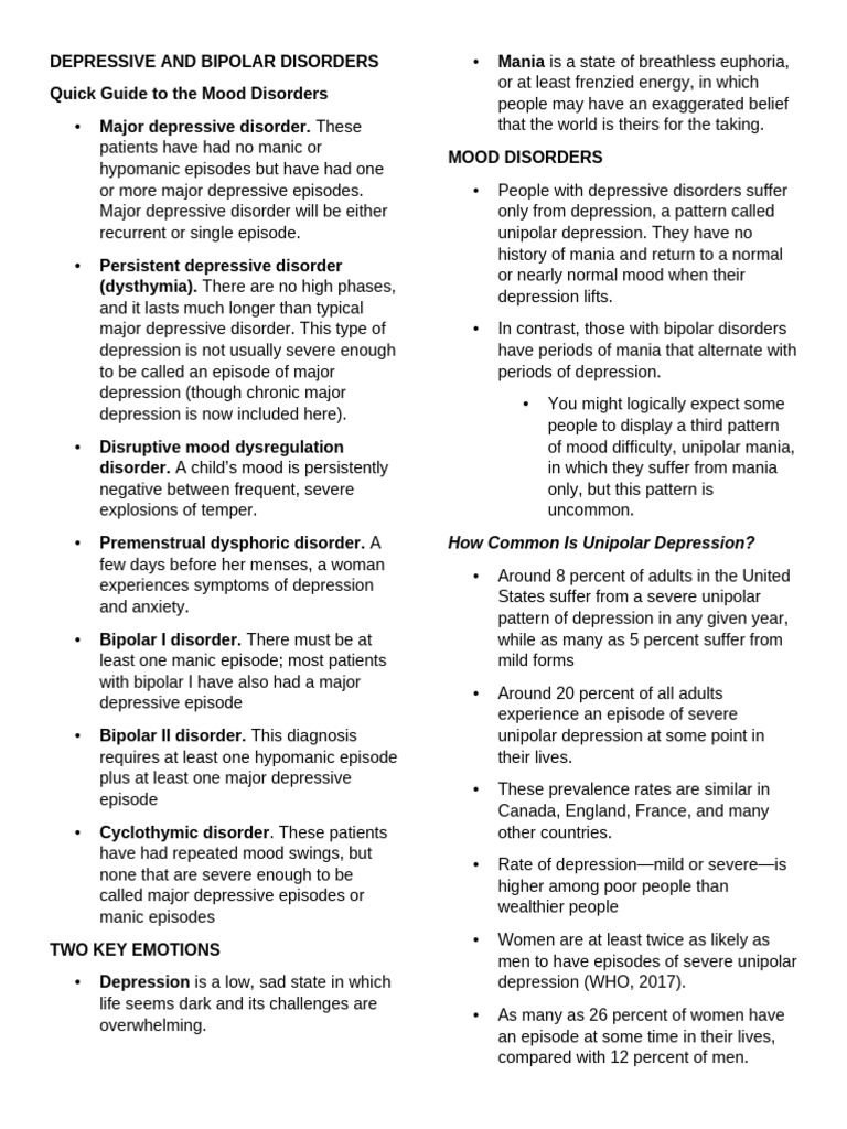 Depressive and Bipolar Disorders | PDF | Mania | Bipolar Disorder