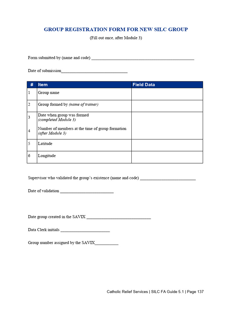 SILC Group Registration Form Guide | PDF