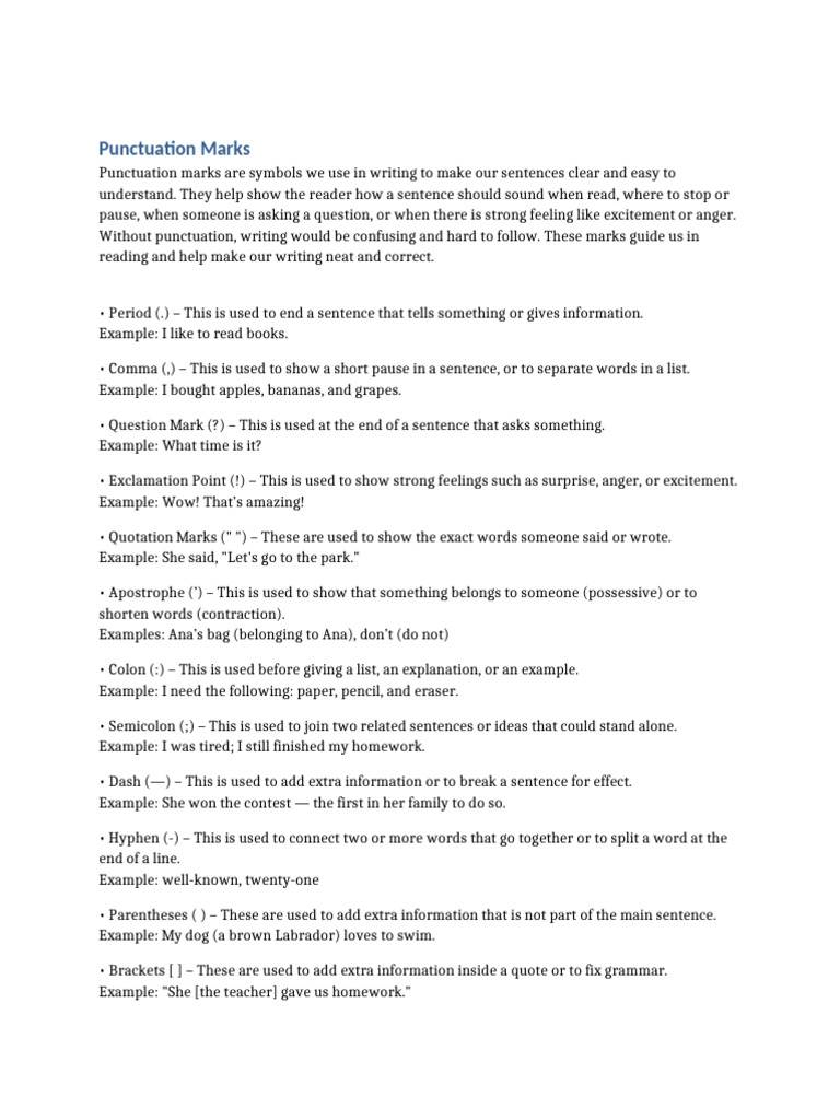 Punctuation Marks Final | PDF