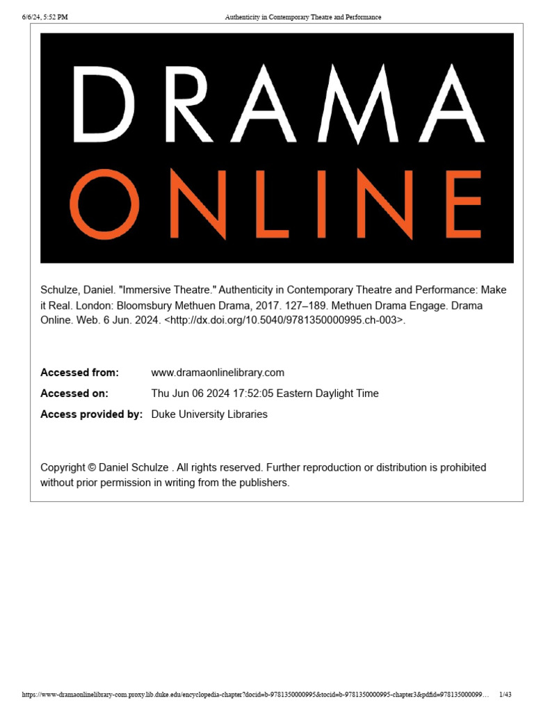 Drama Online - Immersive Theatre | PDF