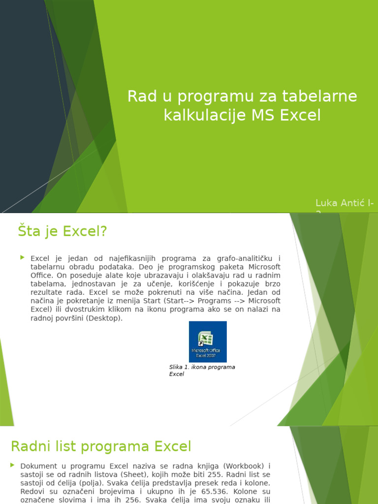 Rad U Programu Za Tabelarne Kalkulacije MS Excel | PDF