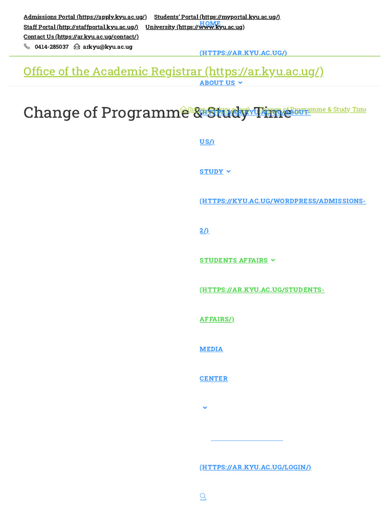 Change of Programme & Study Time: Office of The Academic Registrar ...