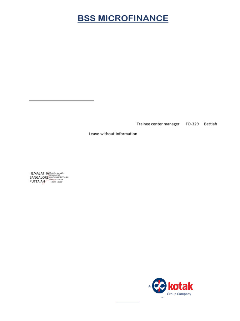 Bss Microfinance: Dear Kunal Kumar | PDF