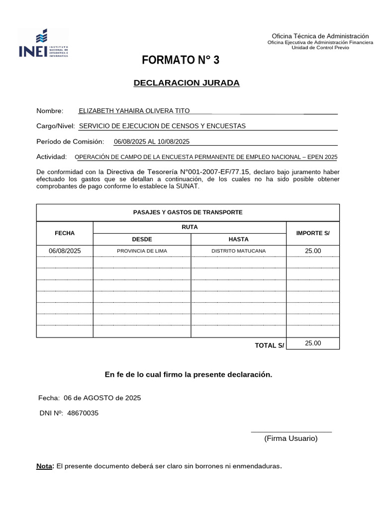 Formato #3 INEI | PDF