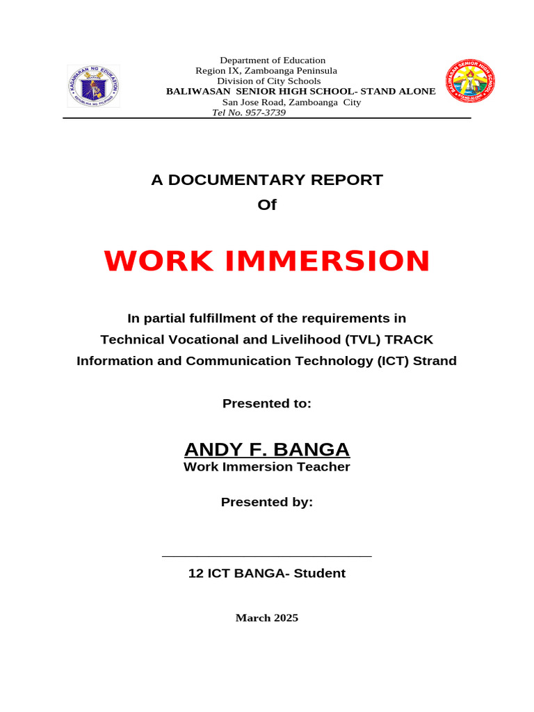 Work Immersion Report for ICT Strand | PDF