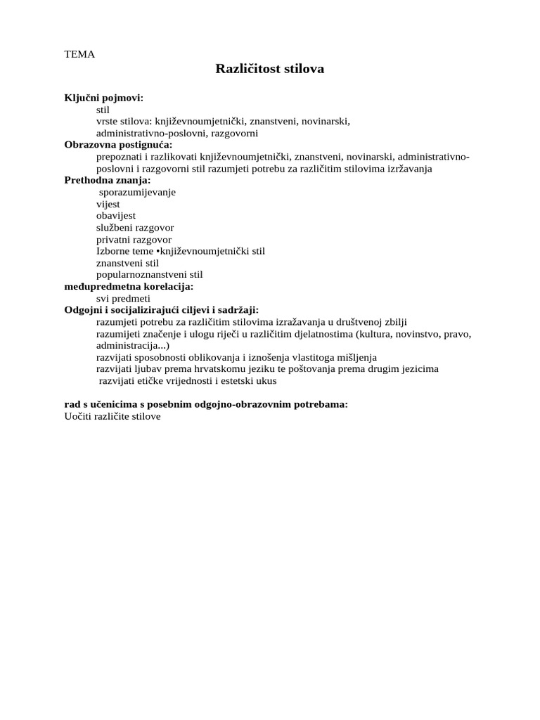 Razlicitost Stilova | PDF