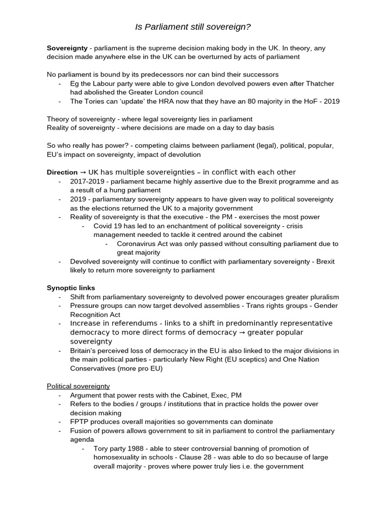 Ep 41 Is Parliament Still Sovereign - (SMI) | PDF | United Kingdom | Brexit
