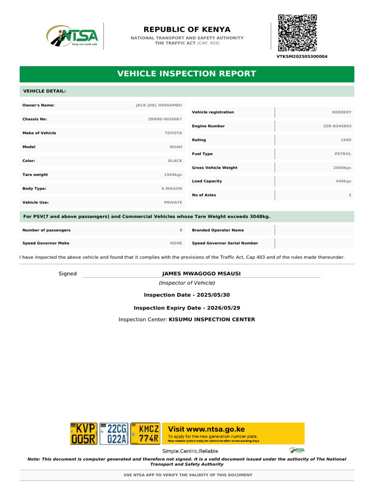 VEHICLE INSPECTION REPORT | PDF | Motor Vehicle | Land Transport