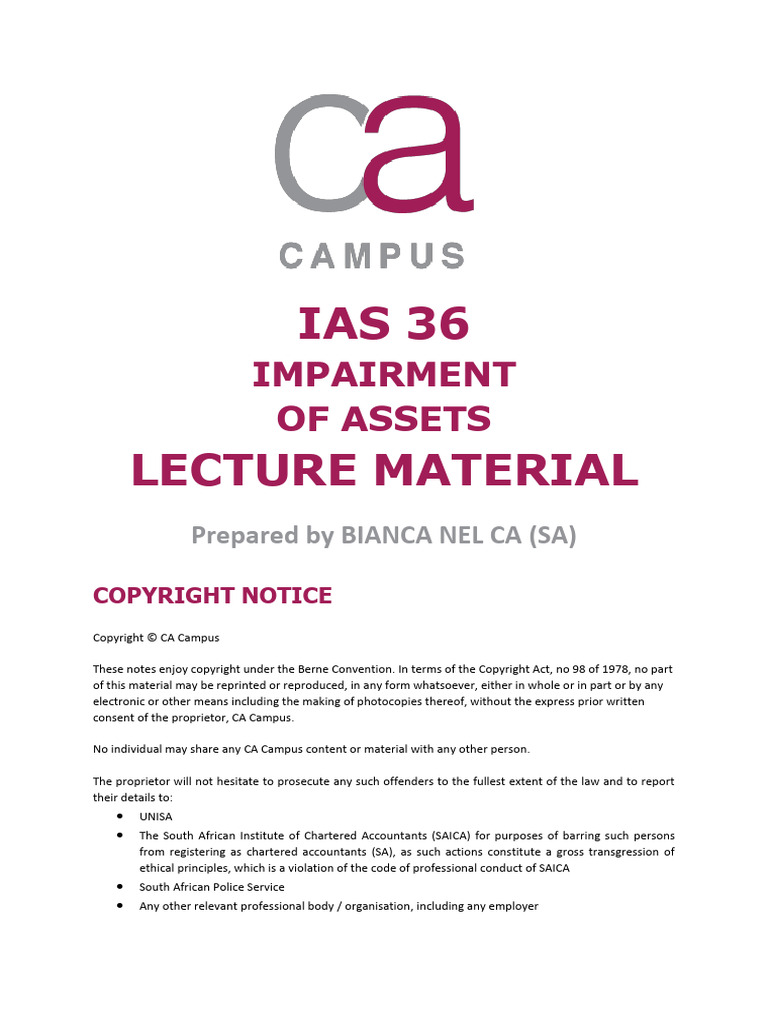 IAS 36 Impairment of Assets Overview | PDF | Net Present Value ...