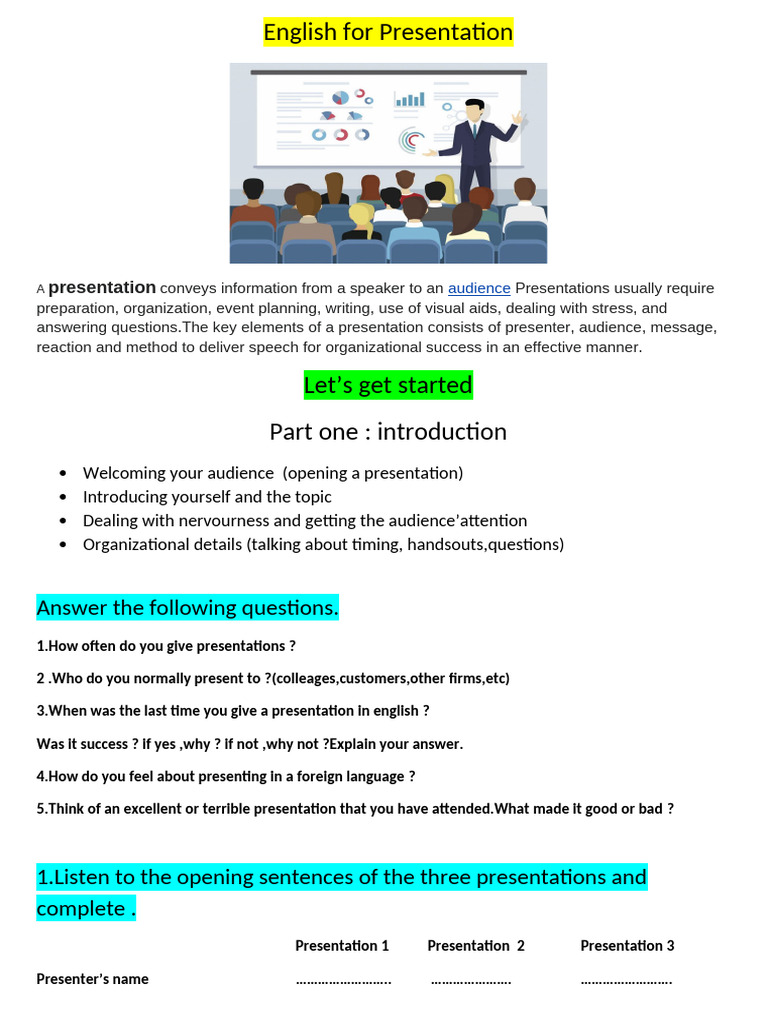 English Presentation Skills Guide | PDF