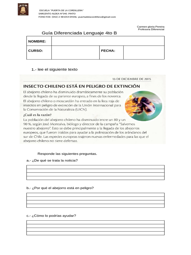 Guia de Lenguaje 4to | PDF
