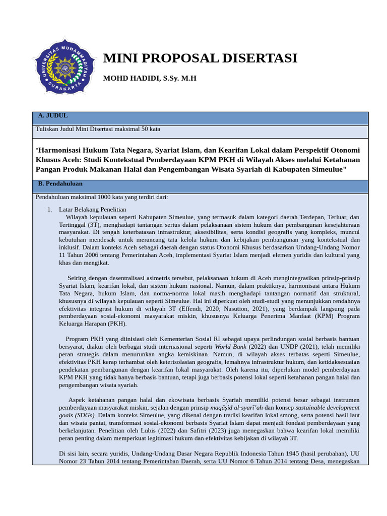 Mini_proposal Diertasi Mohd Hadidi Mh Ums2 | PDF