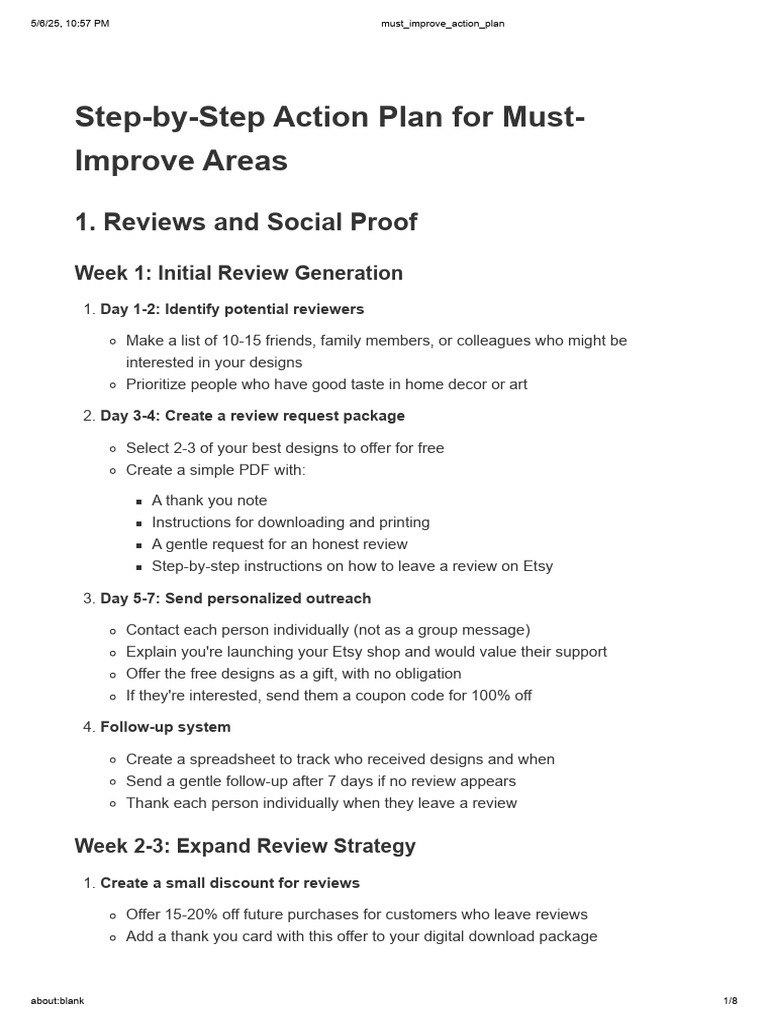 Must Improve Action Plan | PDF | Brand | Etsy