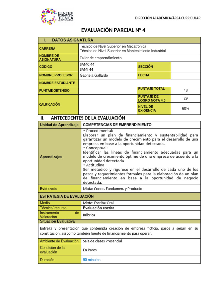 Evp 4 Taller de Emprendimiento MC Mi | PDF | Iniciativa empresarial