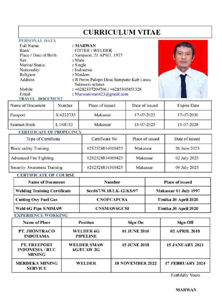 CV Marwan Fitter | PDF