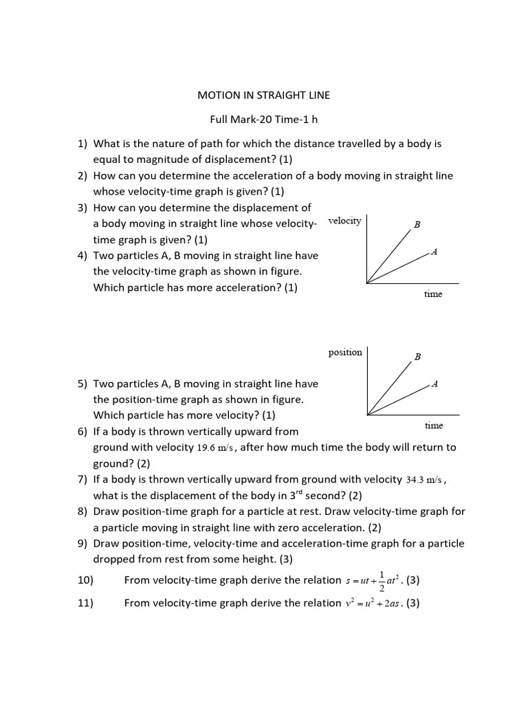 Motion in Straight Line | PDF