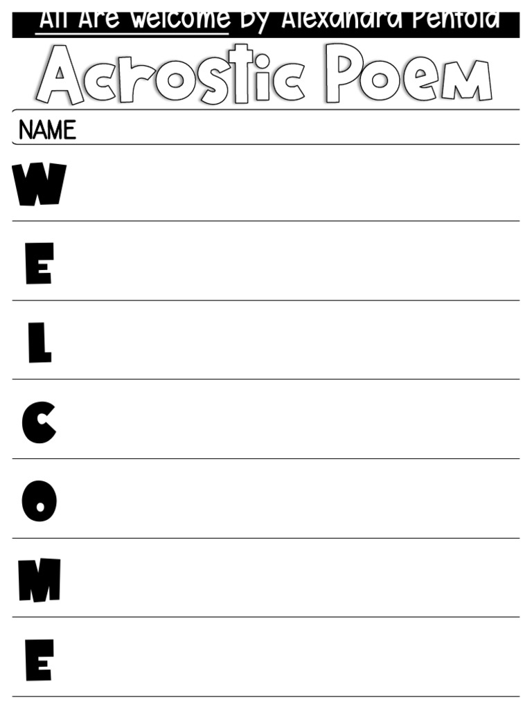 Allarewelcome Acrostice Poem | PDF