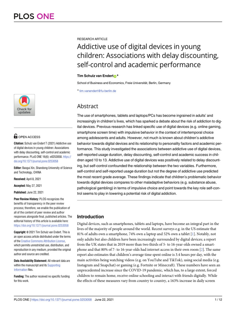 Addictive Use of Digital Devices in Young | PDF | Impulsivity | Delayed ...