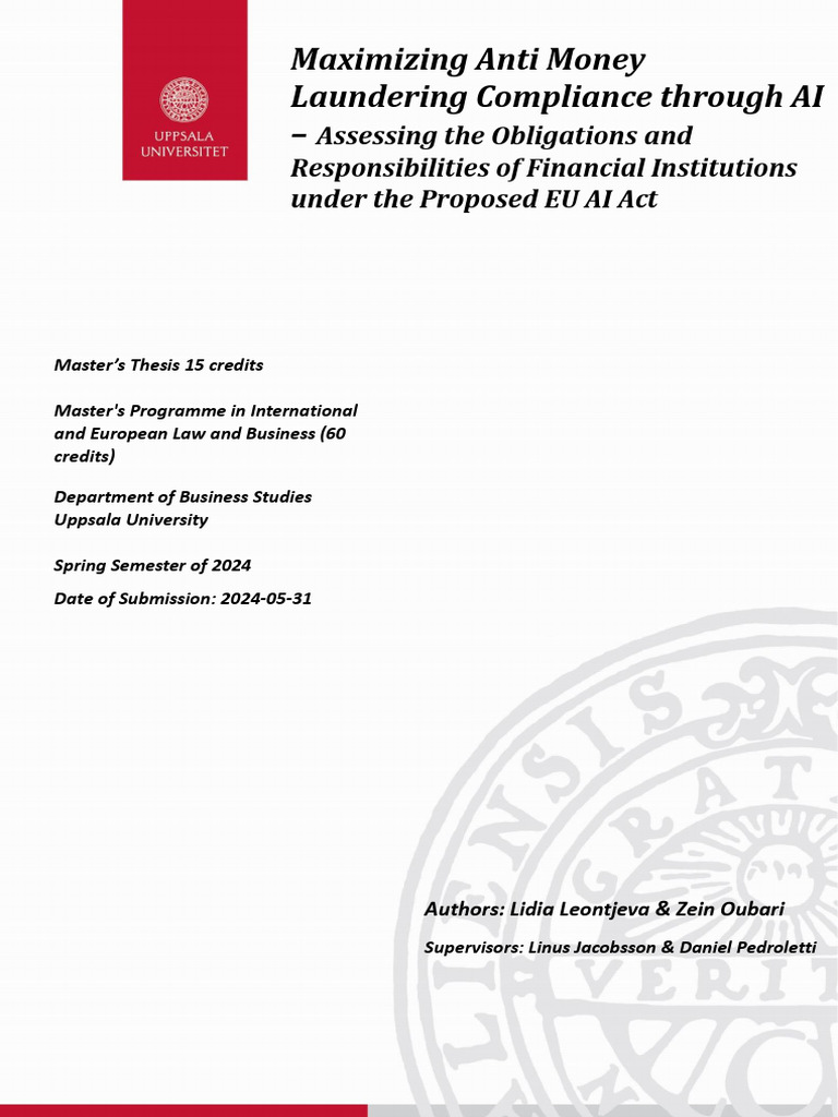 Maximizing Anti Money Laundering Compliance Through AI | PDF | Regulatory Compliance ...