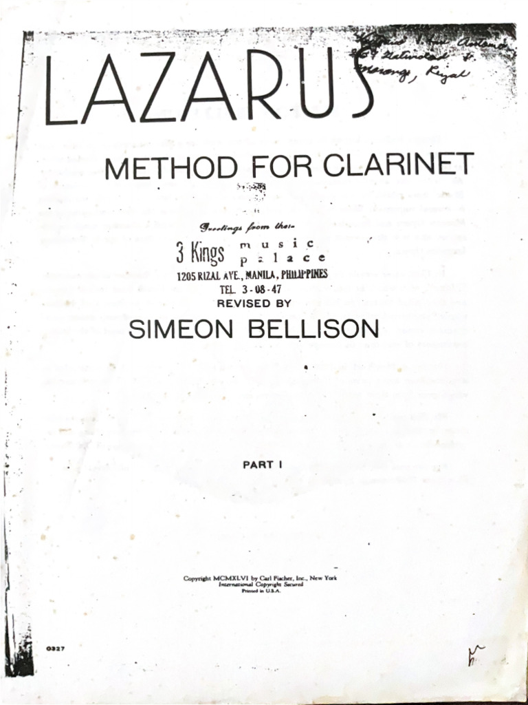 Lazarus Clarinet Method Part 1 | PDF