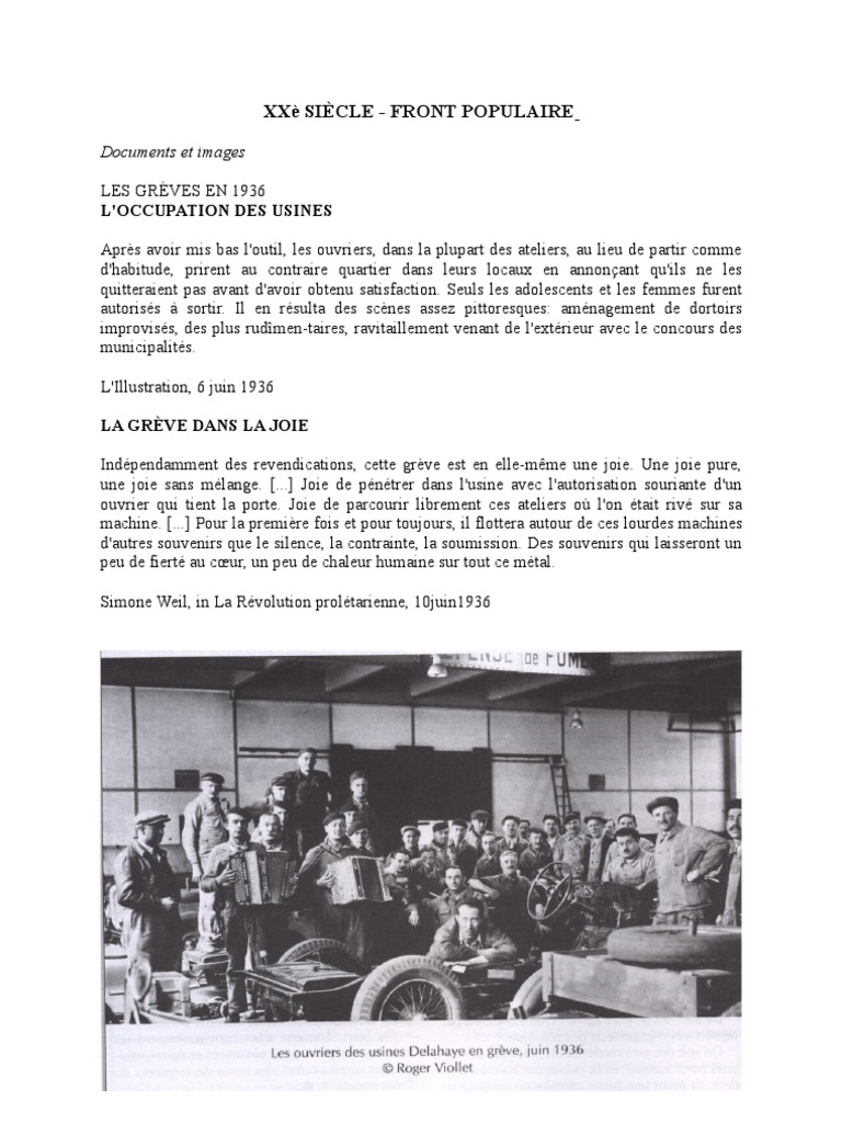 Le Front Populaire Textes Et Documents | PDF | Grève | Temps de travail