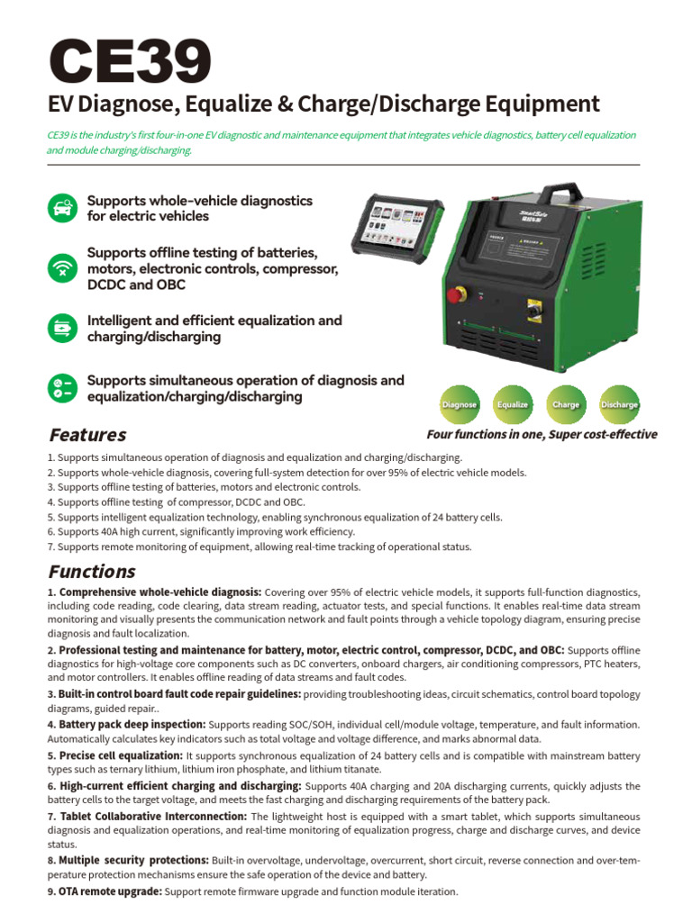 CE39: All-in-One EV Diagnostic Tool | PDF | Battery Charger | Electric ...