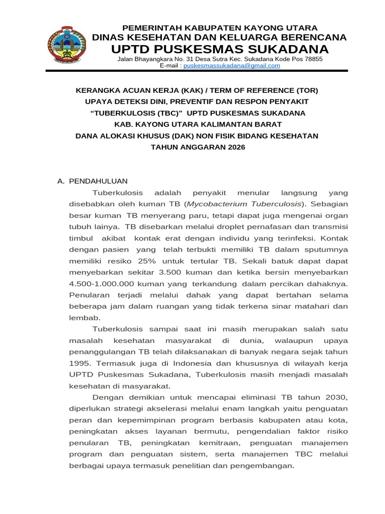 TOR Program TB Tahun 2025 | PDF