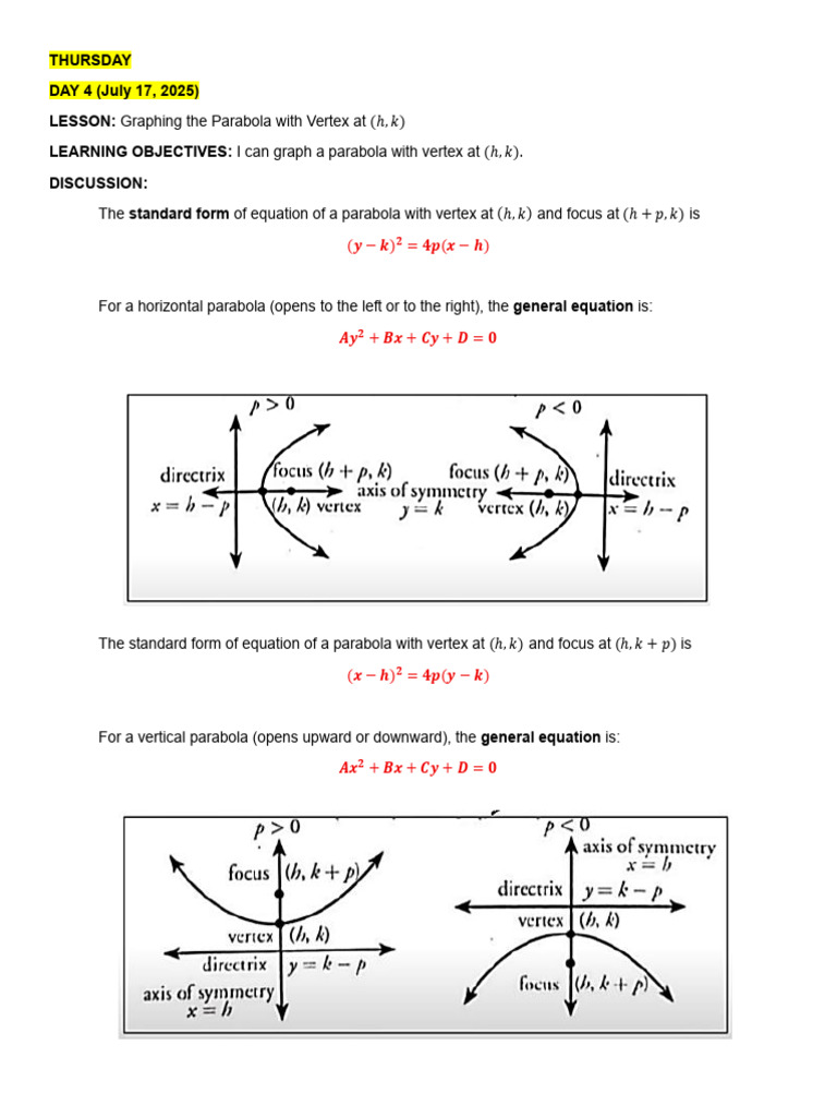 Graphing Parabolas: Vertex Form Guide | PDF | Vertex (Graph Theory ...