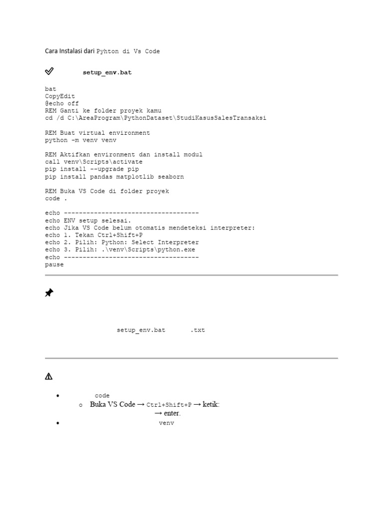 Cara Instalasi Dari Pyhton Di vs Code | PDF