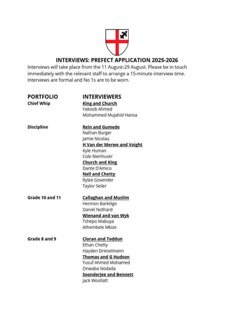 Applicant Interviews 2025-26 | PDF